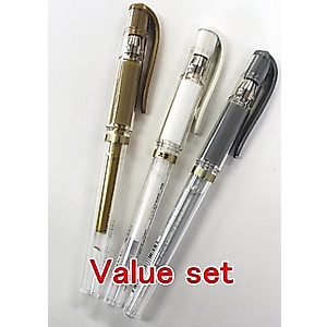 Uni Ball Signo Gel Ink Pens -Medium Point 1.0mm-gold & Silver & White Ink-value Set of 3