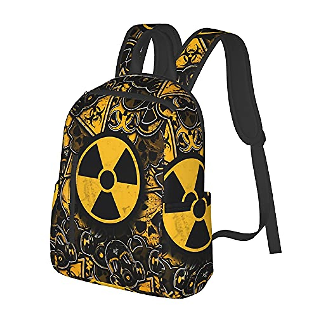 Radioactive Symbol Yellow Doodle Casual Backpack Bookbag Hiking Outgoing Daypack Laptop Pack For Women Men'S Boys Girls
