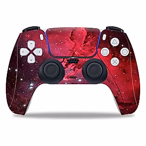 FOTTCZ Vinyl Skin for PS5 Digital/Disk Controller, Sticker Decorate and Protect Device Surface, Red Nebula