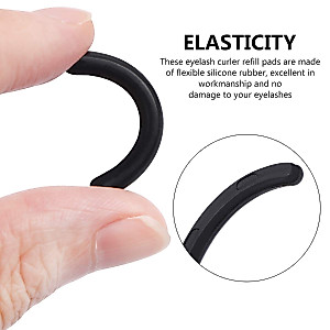 Harapu Curler Refills Eyelash Curler Refill Pads Silicone Rubber Curler Replacement Refills Pads for Universal Eyelash Curler with a Clear Storage Box, Black, 12 Pcs