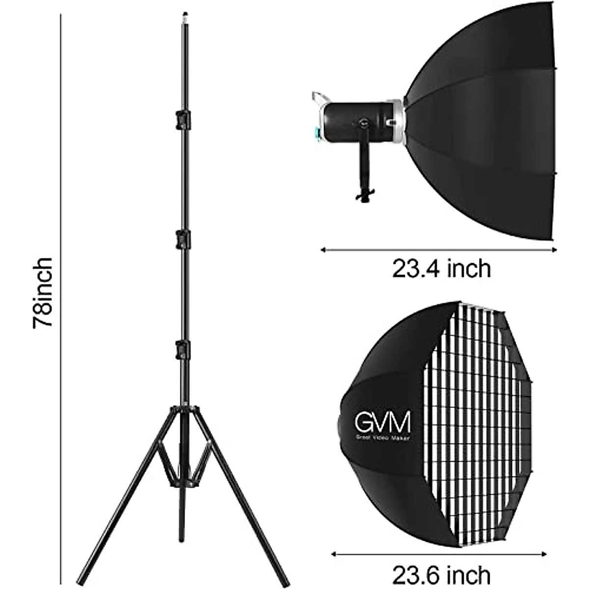 GVM 200W LED Video Light with Softbox, SD200D Photography Studio Lighting Kit with Bluetooth/DMX Control, 93000lux@0.5m 3200K-5600K Bi-Color Continuous Output Lighting for YouTube, Video, Filming