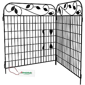 Amagabeli 2 Pack Decorative Garden Fence Border 36in(L)x44in(H) Animal Barrier Dogs Rustproof Landscape Wrought Iron Fencing Gate Folding Patio Flower Bed Black ET043