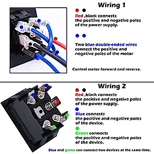 TWTADE 2 Pcs Momentary Polarity Reverse Rocker Toggle Switch Control Motor RV Power Jack Forward Reverse 20A 50V DC/15A 250V AC 6 Pin 3 Position (ON)-Off-(ON) with Panel and Wire
