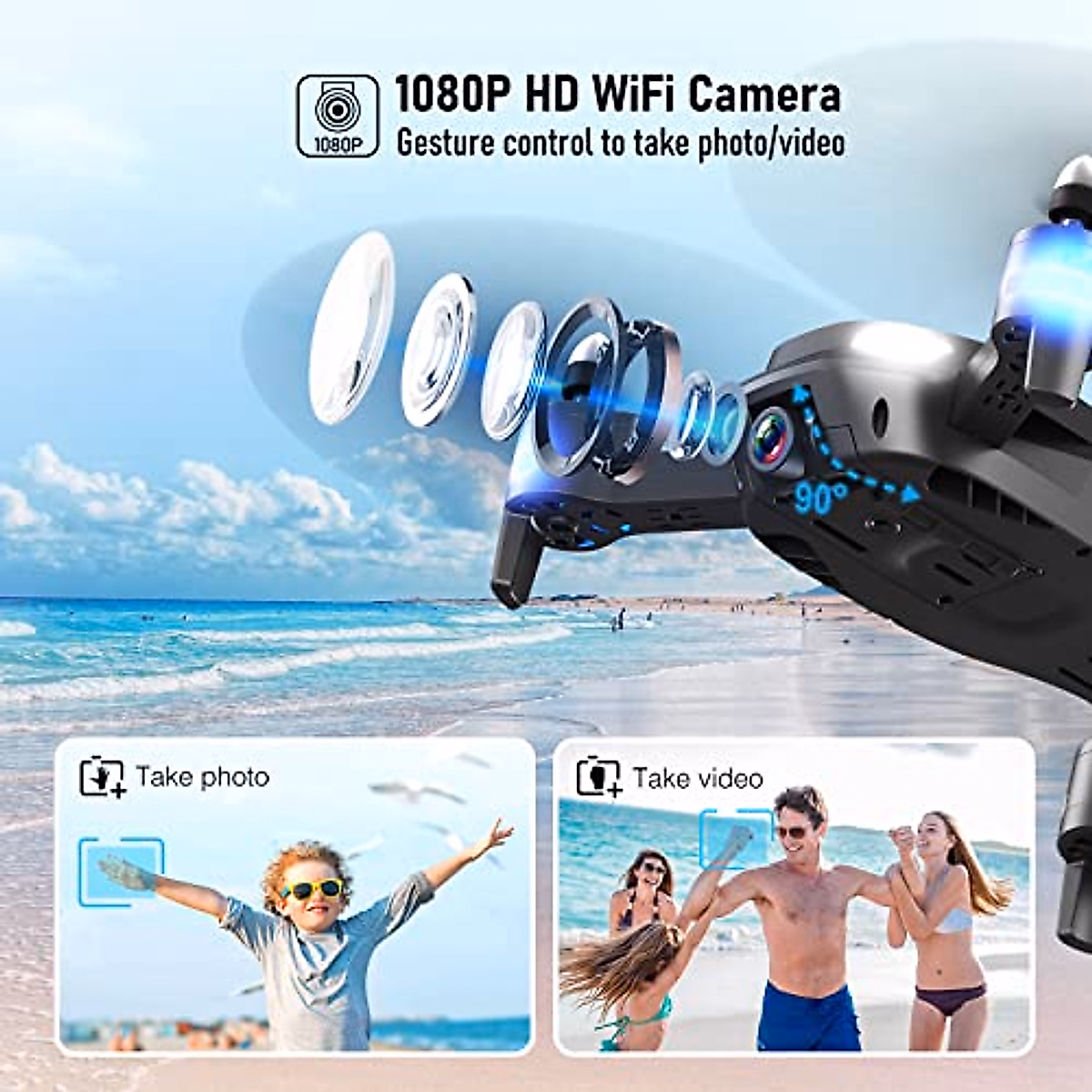 FERIETELF T26 Drones for Adults - 1080P HD RC Drone, Fpv Drone with Camera, With WiFi Live Video, Altitude Hold, Headless Mode, 3D Flip, Gravity Sensor, One Key Take Off/Landing for Kids or Beginners