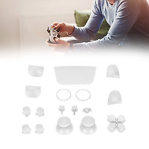 Kafuty-1 Buttons Full Set for PS5 Controller,Joysticks Dpad R1 L1 R2 L2 Direction Key ABXY Buttons, Replacement Button Repair Kit for PS5 Game Console(White)