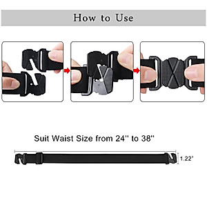 SUOSDEY Women Invisible Belt Black Stretch Belts for Women Adjustable With No Show Plastic Buckle