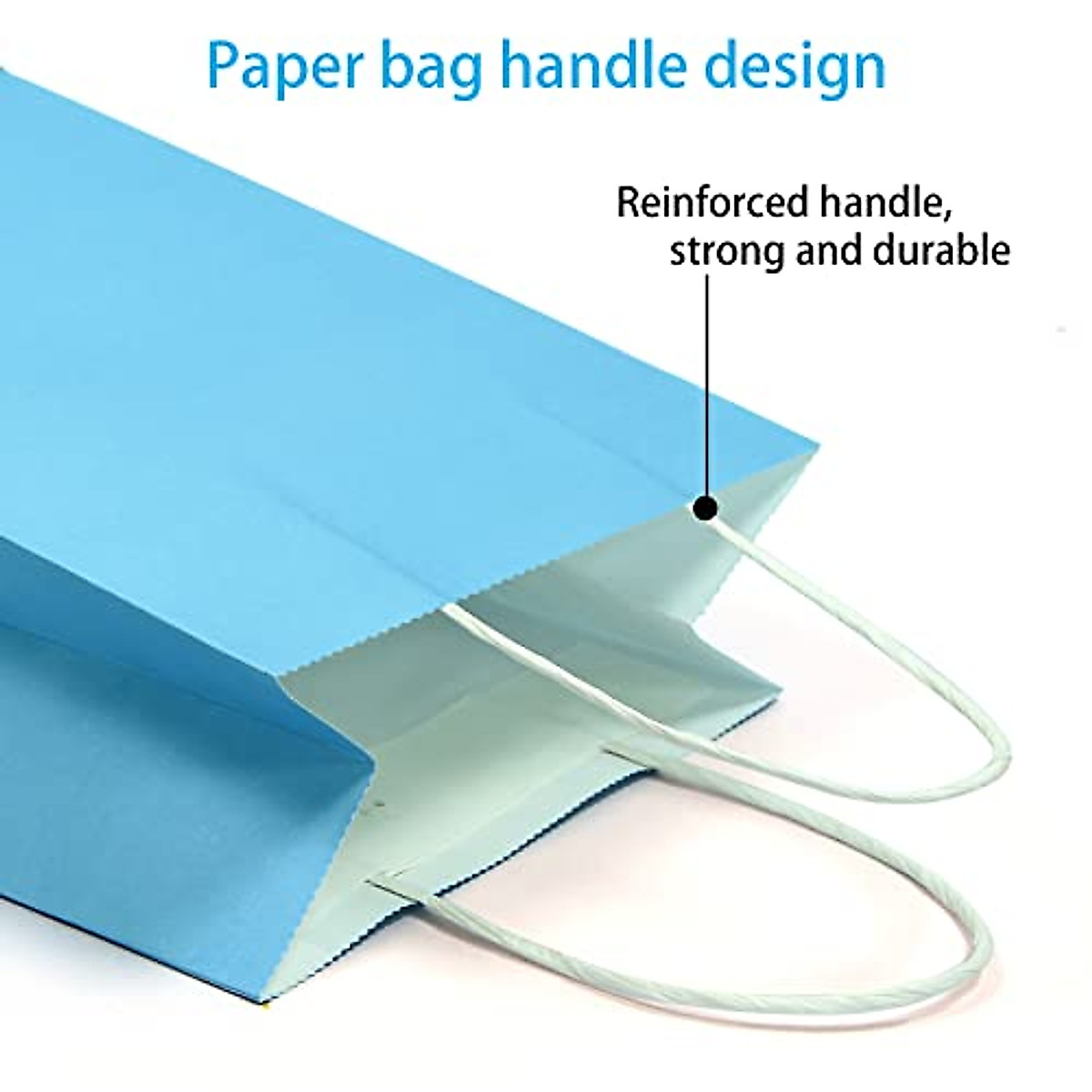 ADIDO EVA 12 PCS Small Gift Bags Blue Kraft Paper Bags with Handles for Party Favors (8.2 x 6 x 3.1 In)