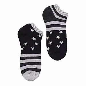 Earlymemb Unisex American Flag Star Striped Crew Socks 4th of July Independence Day Patriotic USA Low Cut Socks (One Size, Grey)