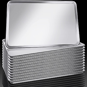 Tessco 12 Pcs 24" x 16" Commercial Grade Aluminum Cookie Sheet Baking Tray Pan for Baking Non Toxic Sheet Tray Oven Tray Sheet Pan for Bakeware Roasting Cooking Oven Safe, Easy to Clean