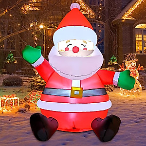 GOOSH 5 FT Inflatable Outdoor Santa Decoration with Built-in LEDs for Holiday Yard and Garden