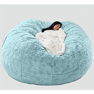 HUAOSCN Oversized Bag Chair Cover, Living Room Furniture Soft Washable Micro-Fiber Adult Sofa Bed Cover PV Velvet 132x76cm (Cover only) (Sky Blue)