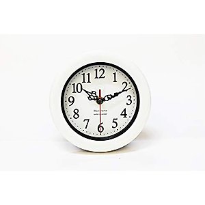 Perfect Pearl Water Resistant Clock, Simple Modern Design, 6.5" in Diameter, Plastic Frame, Flexible options to hang or to stand.