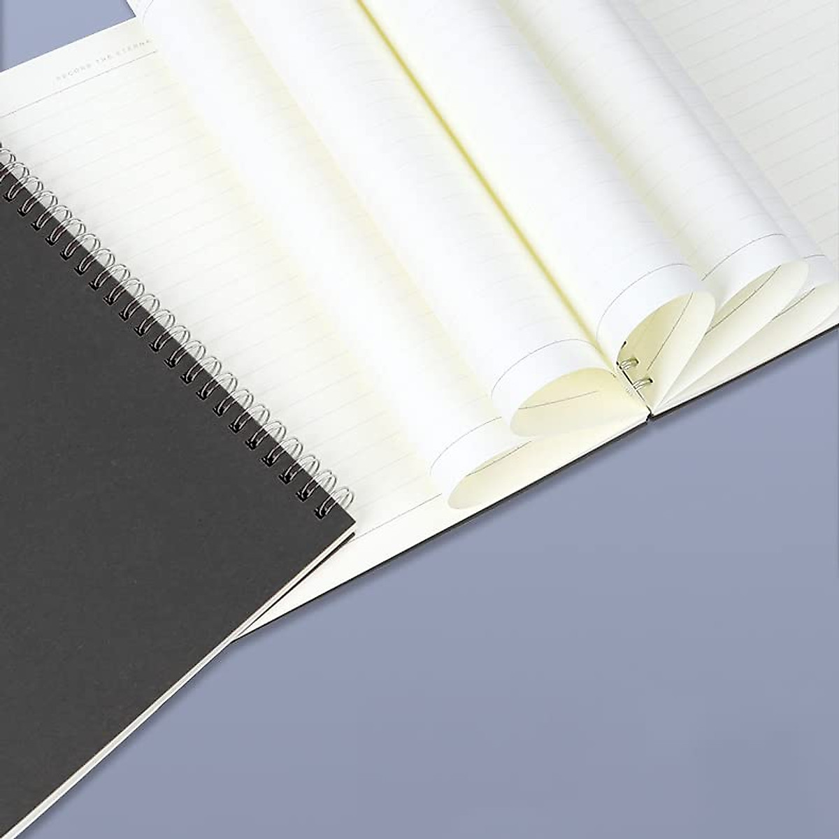 Ykimok Soft Black Cover Spiral Notebook, Notebooks College Ruled, Wirebound Memo Notepads Diary Notebook Planner with Unlined Paper, 100 Pages, 50 Sheets, 7.48 x 5.11 Inch