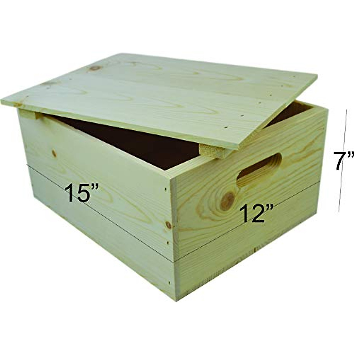 Wooden Pine Box with Hand Holes and a Drop on Lid