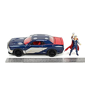 Jada Toys Marvel 2015 Dodge Challenger SRT Hellcat Die-cast Car w/ 2.75" Thor Figure, Toys for Kids and Adults