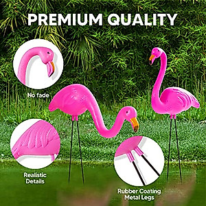 JOYIN Set of 6 Small Pink Flamingo Yard Ornament Stakes Mini Lawn Plastic Flamingo Statue with Metal Legs for Sidewalks, Outdoor Garden Decoration, Luau Party, Beach, Tropical Party Decor, 2 Styles