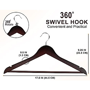 Utopia Home Premium Wooden Hangers 10 Pack - Durable & Slim Coat Hanger - Suit Hangers with 360-Degree Rotatable Hook - Wood Hangers with Shoulder Grooves (Brown Color)