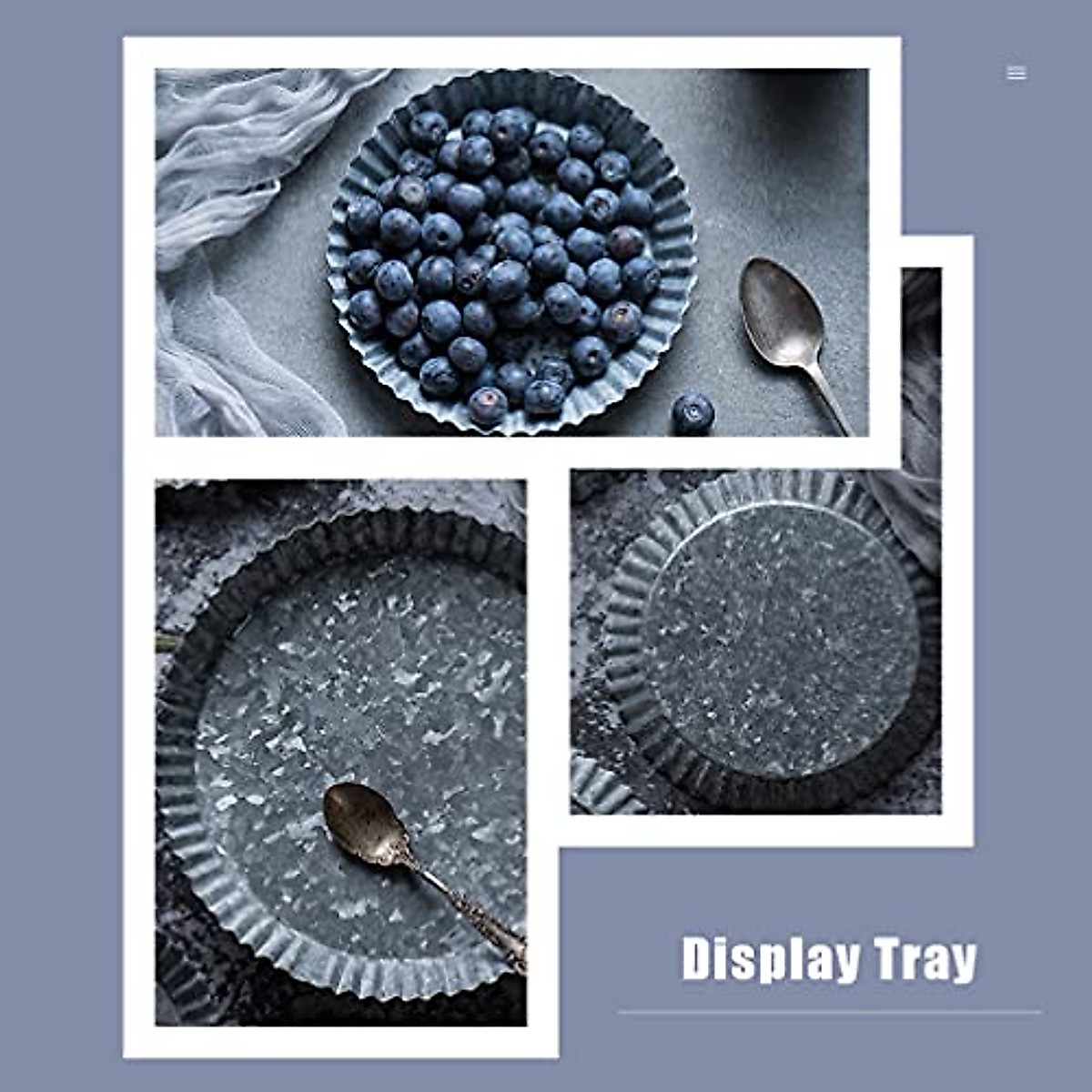 Cabilock Cutlery Tray Galvanized Serving Tray Round Farmhouse Rustic Serving Platter Fruit Food Breakfast Coffee Cupcake Dinner Tray for Kitchen Dining Room Jewlery Tray