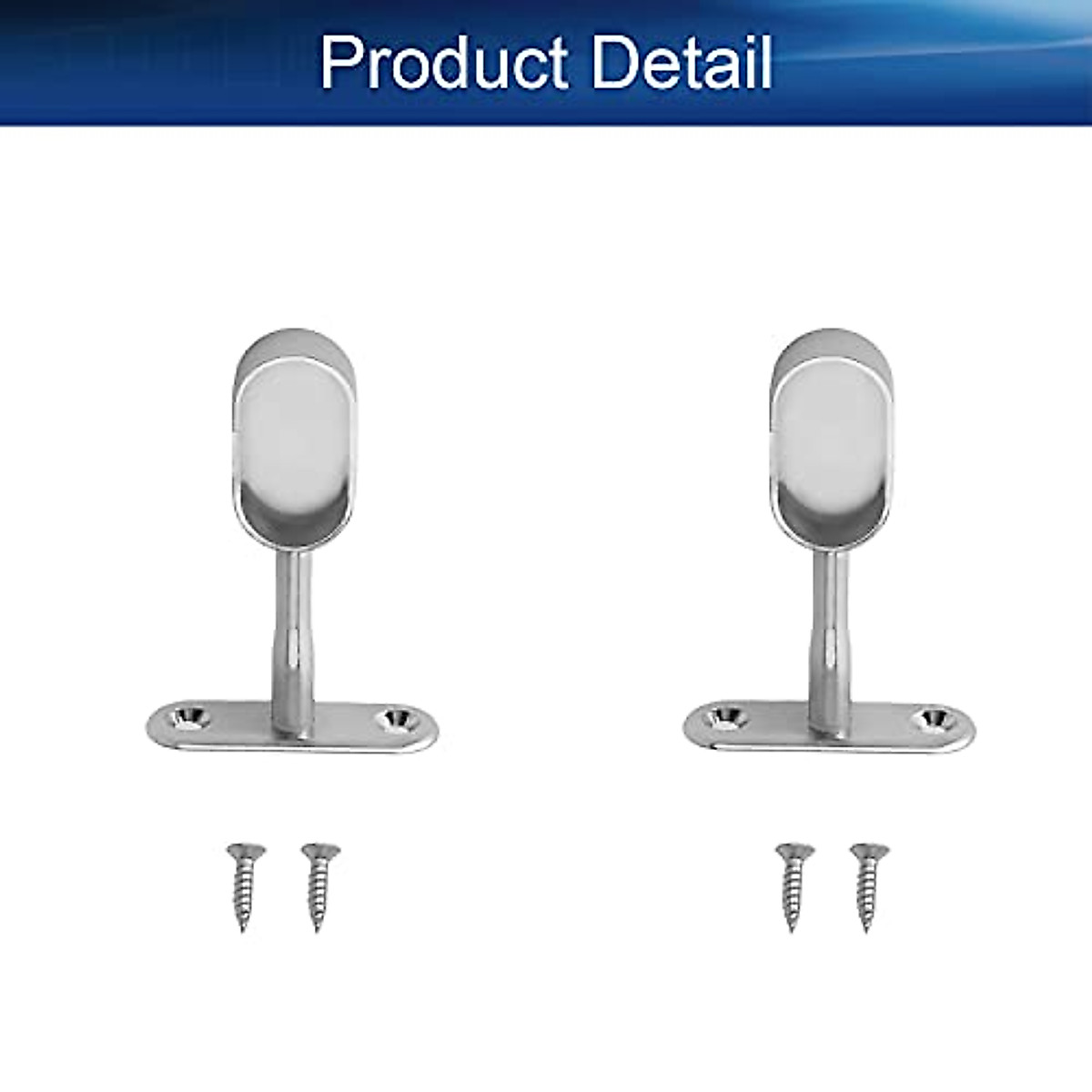 Yinpecly 0.63" x 1.18"(WxL) Zinc Alloy Oval Closet Rod Support Bracket Without Screws for Cupboard Clothes Hanging Wardrobe Silver Tone 2pcs