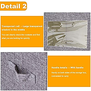 Corodo Storage Bins with Lids, 2 Pack Storage Box, Foldable Organizer Bins with Handles and Clear Window (Grey, 15x10x10inch, 25L)
