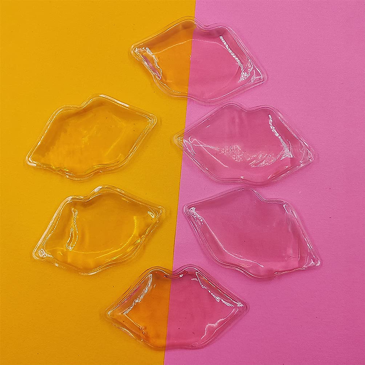 Lip Ice Pack for Cosmetic (20 Pack) Small Ice Pack for Lip Filler, Mini Ice Pack Cold Use for Lip Keep Lipstick from Fading, Heat Use for Makeup Remover, Gift for Girl Woman (Yellow + red）