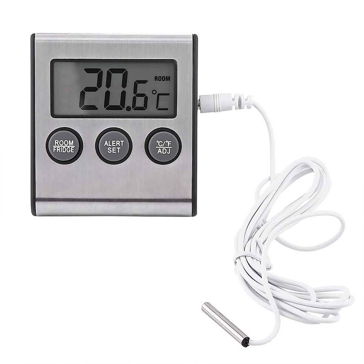 Digital Refrigerator Thermometer LCD Alarm Fridge Temperature Monitor Mini Battery Powered Freezer Room Thermometer with Max/Min Temperature Records