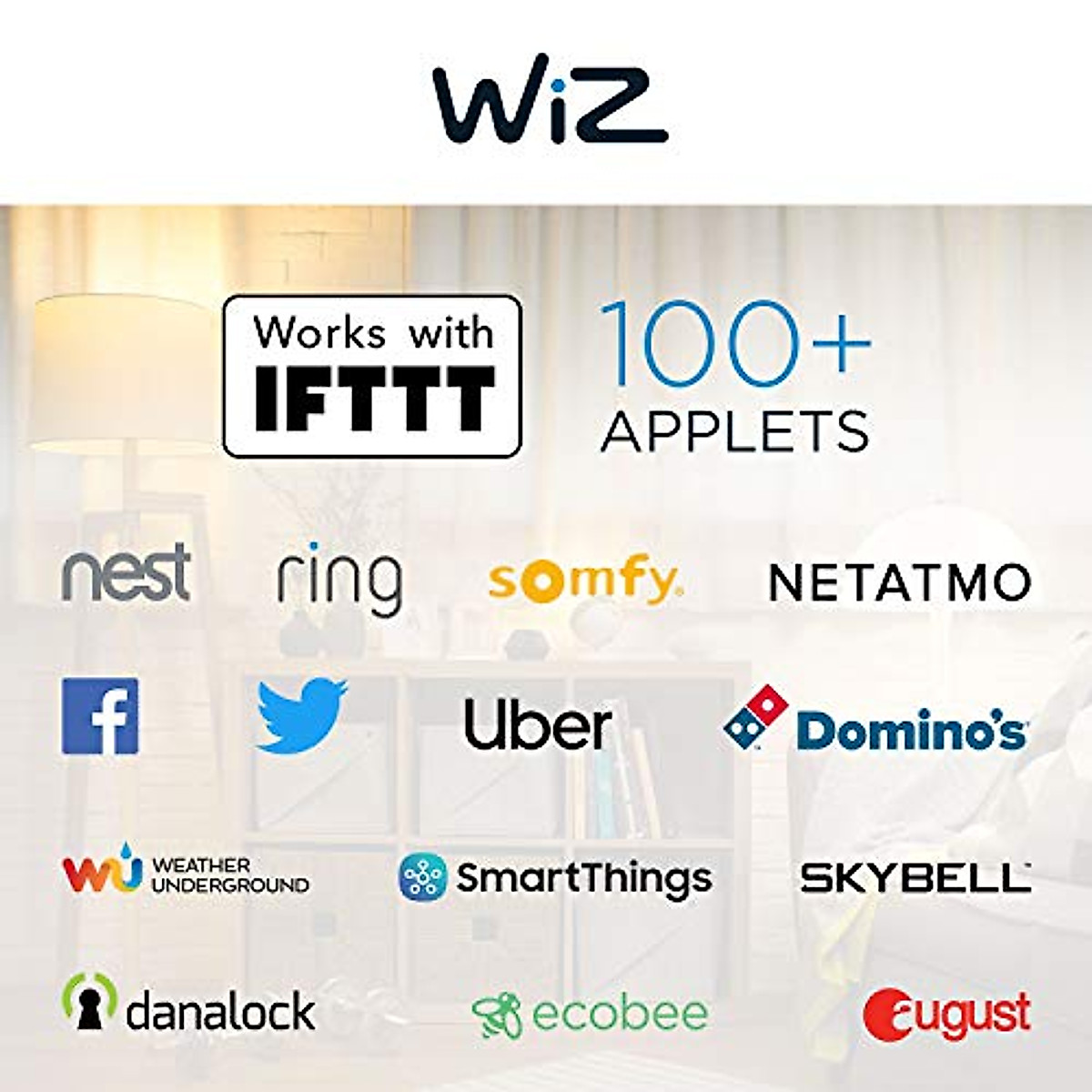 WiZ IZ0026023 60 Watt EQ A19 Smart Wifi Connected LED Light Bulbs/Compatible with Alexa and Google Home, no Hub required, Dimmable Soft White, 3 Count