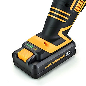 MOTORHEAD 20V ULTRA 4-1/2" inch Cordless Angle Grinder, Lithium-Ion, 10000RPM, 3 Position Handle, Paddle Switch, 2Ah Battery, (3) Cutting, Grinding & Polishing Wheels, USA-Based (MH-03-AG-B1-0-2)