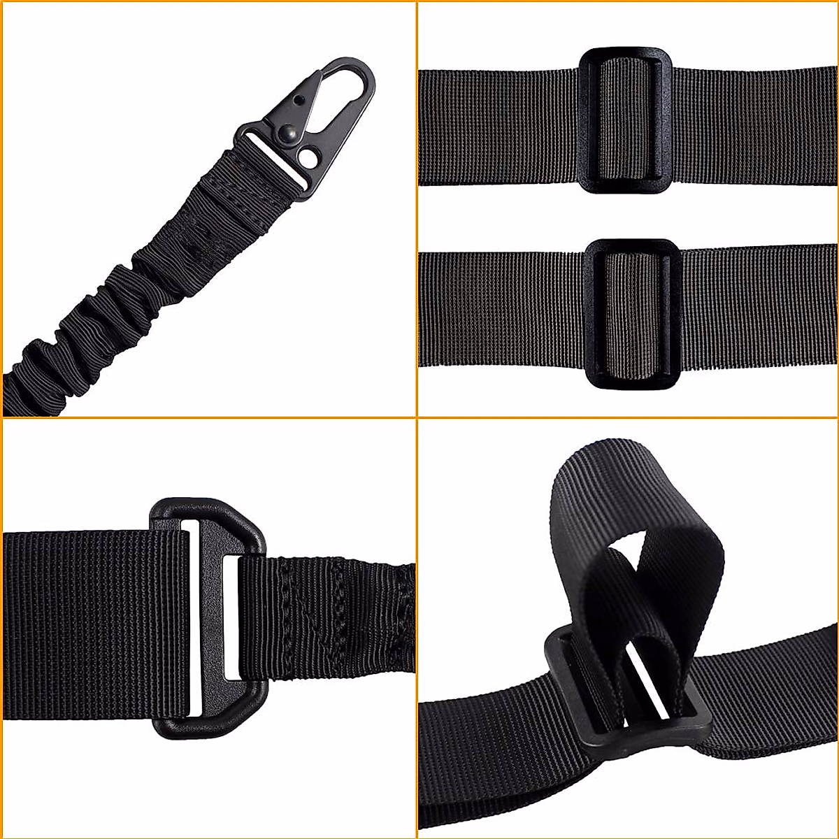 Depring 2 Points Rifle Sling Length Adjustable Traditional Gun Shoulder Strap with Metal Hook (Black)