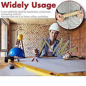 Jeemiter Wood Folding Rule, 6.5FT 2M Foldable Ruler with Inch and Metric Measurements for Carpenters