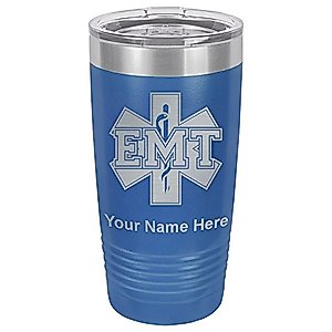 LaserGram 20oz Vacuum Insulated Tumbler Mug, EMT Emergency Medical Technician, Personalized Engraving Included (Dark Blue)