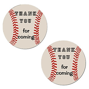 40 Thank You Baseball Labels, 2 Inch Big Round Glossy Stickers, Great Stickers for Birthday Party, Baby Shower, Wedding, Graduation, or Any Family Event Decorations, Made in USA