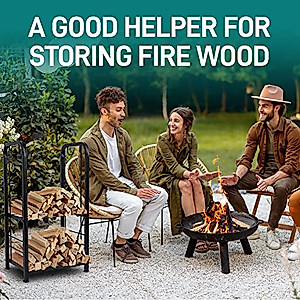 SereneLife Firewood Storage Rack - Heavy Duty Wood Stackers Organizer, 220 lbs weight Log Capacity, Stack up your Logs and Keeps it Dry, Suitable for any Seasons, Perfect for Indoor and Outdoors