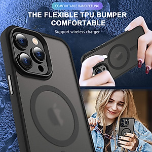 Magnetic for iPhone 13 Pro Max Case [Compatible with Magsafe] Silicone Shockproof Phone Case [10FT Military Grade Protective] Slim Translucent Matte Phone Case iPhone 13 Pro Max Case (6.7"), Black