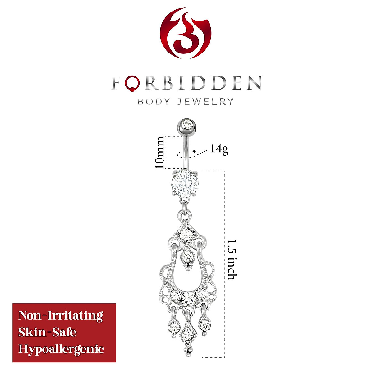 Forbidden Body Jewelry Surgical Steel Sexy Jeweled Chandelier Multi Crystal Dangle Belly Button Ring