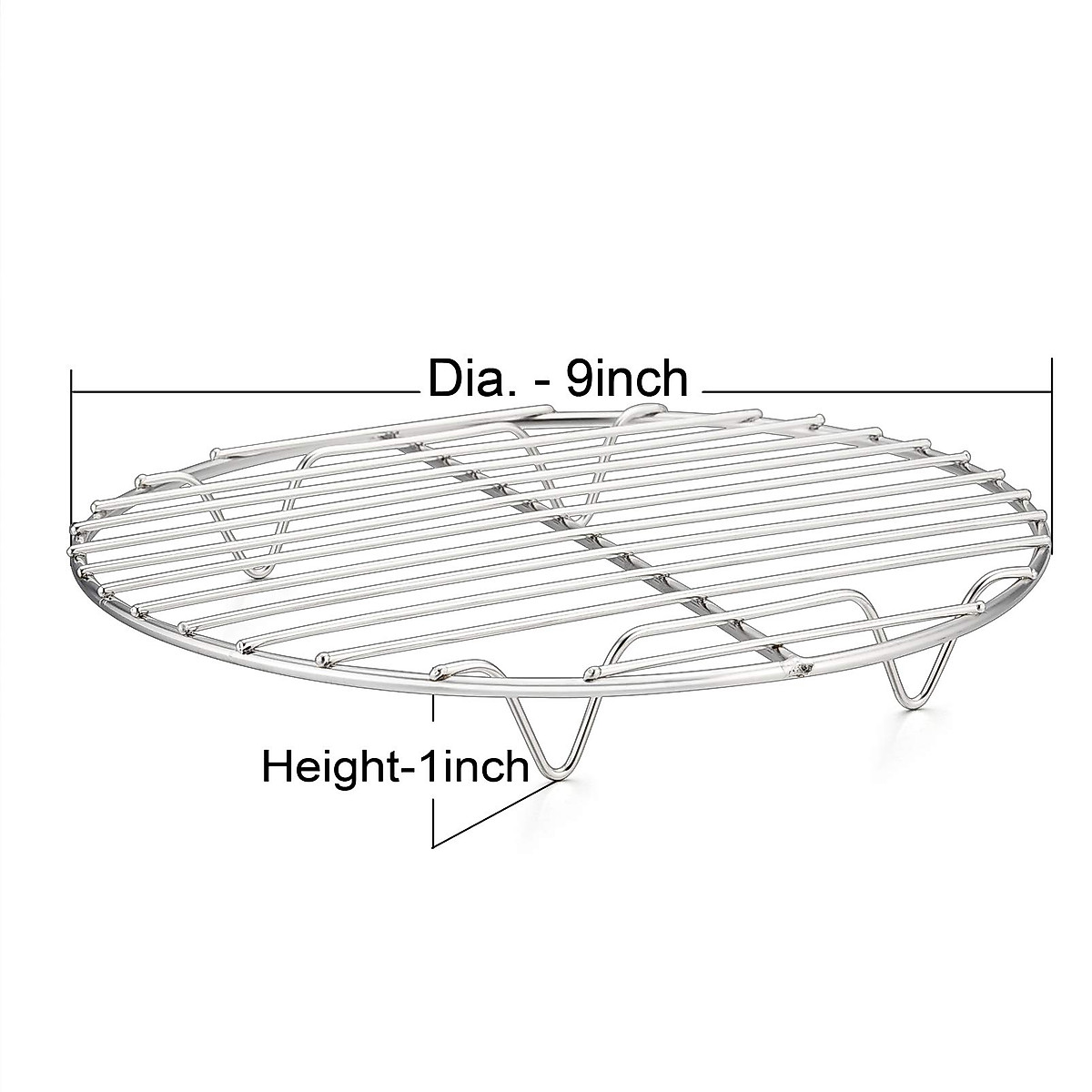 P&P CHEF Cooking Rack Round, 9-Inch Stainless Steel Round Rack for Cooking Cooling Steaming Baking, Fit Air Fryer Pot Pressure Cooker, 2 PACK -Oven & Dishwasher Safe