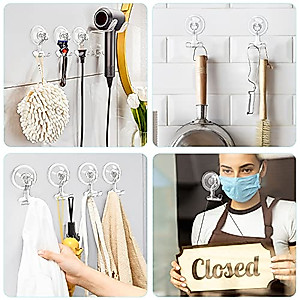 VIS'V Suction Razor Hooks, Clear Removable Suction Cup Razor Holder Shower Wall Heavy Duty Suction Shaver Holder Bathroom Kitchen Suction Hooks for Razor Towel Loofah Utensils Plug Wreath - 2 Pcs