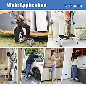 LIEKUMM Foldable Step Stool, 330lbs Capacity Step Ladder, Step Stool with Non-Slip Platform, Folding Step Stool, Portable One Step Stool for Kitchen, Bedroom, Office, Camping, White