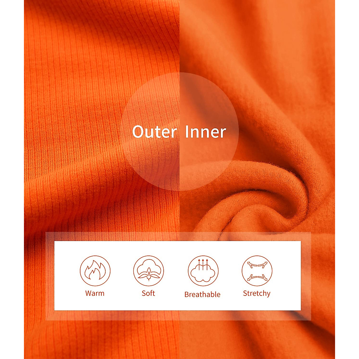 Zengjo Long Sleeve Mock Neck Tops for Women (Orange,L)