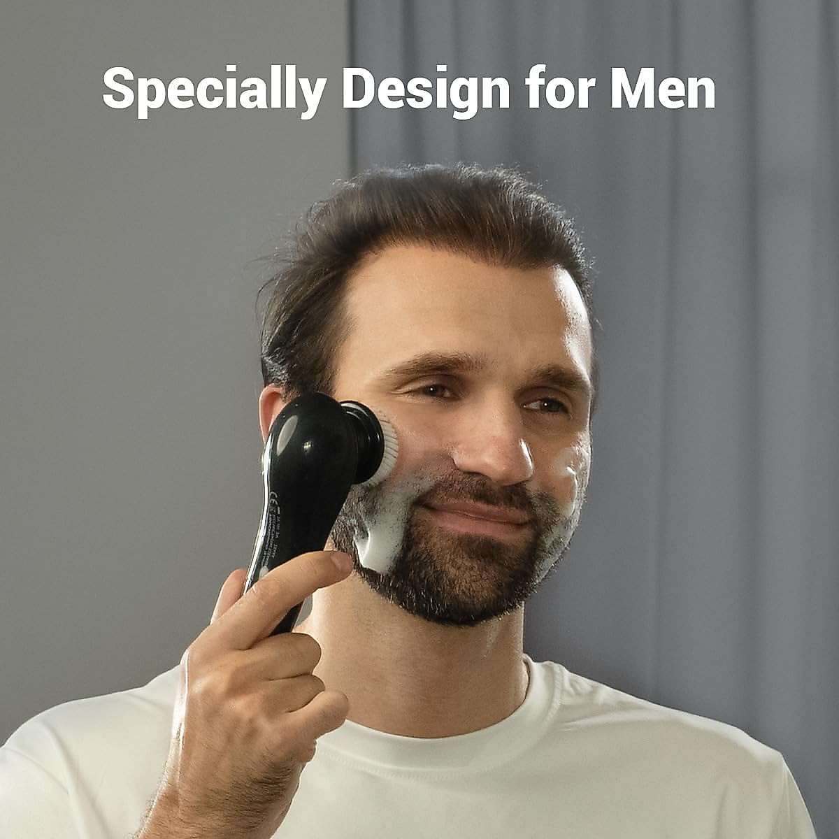 TOUCHBeauty Facial Brush for Men Skin Scrubber with Advanced 6 Degree Oscillating Vibration Cleansing Technology, Waterproof Men's Facial Exfoliator Massager Black TB-1487