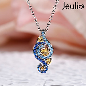 Jeulia "The Starry Night & Pure Night Inspired Round Cut Sterling Silver Necklace Engagement Christmas Birthday for Her Women Wife Girlfriend with Gift Jewelry Box (18"(45cm)-Adulit, style-D)