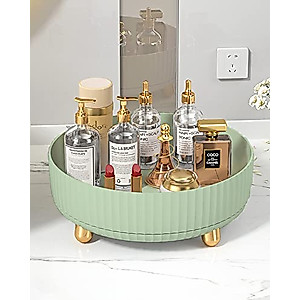 Lolocor 11" Lazy Susan Turntable Spice Rack Organizer - 360° Rotatable Kitchen Cabinet Decorative Trays for Fruit Snacks Organizer for Cupboard Pantry Vanity Bathroom Table Light Green