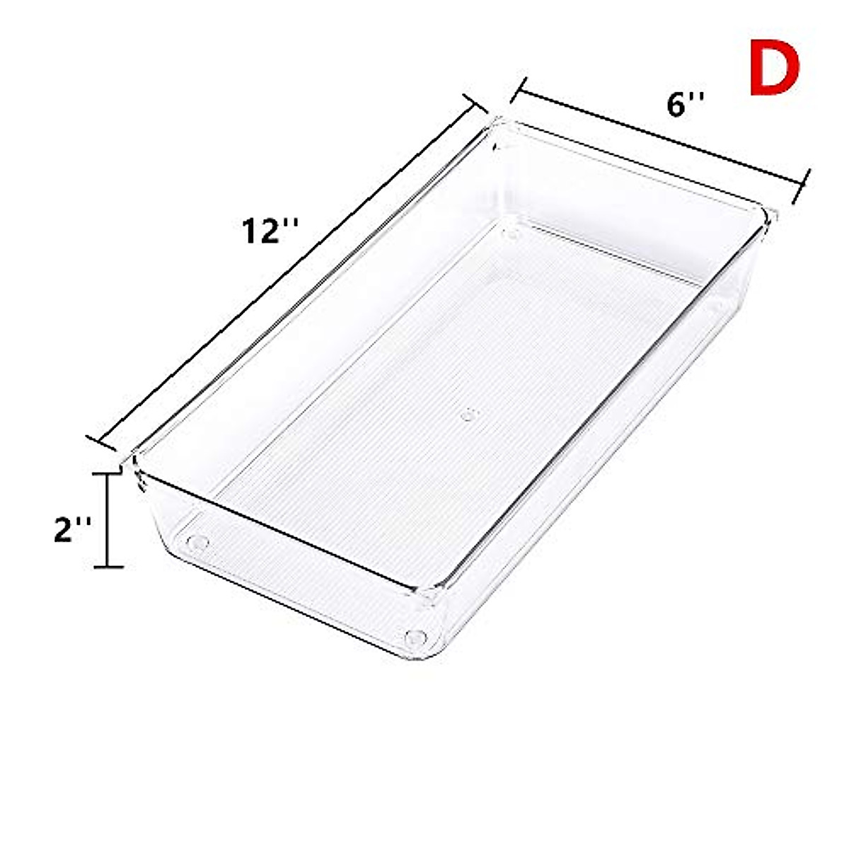 Slideep Clear Desk Drawer Organizer Trays, Dresser Desk Drawer Dividers Large Capacity Plastic Storage Bins for Cosmetic, Makeup Trays, Kitchen Gadgets, Office Accessories, 4 Different Sizes, 6 Pcs