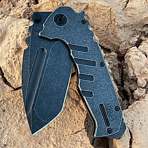 NEWOOTZ AUS-8 Blade Stone Wash Steel Handle Outdoor Camping Pocket Folding Knife EDC Portable Climbing Sharp