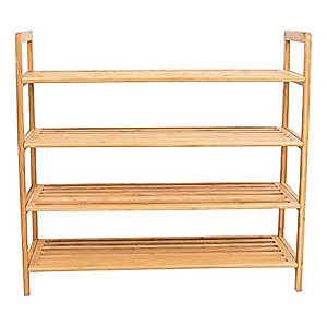 BirdRock Home Free Standing Bamboo Shoe Rack - 4 Tier - Wood - Closets and Entryway - Organizer - Fits 12 Pairs of Shoes
