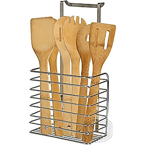 YBM HOME Multipurpose Over The Door Storage Basket Caddy - Works as a Kitchen Cabinet Organizer, Wine Holder, Bathroom Shower Caddy Tray, Storage Bags, Cleaning Supplies, 2-Pack Chrome 2217