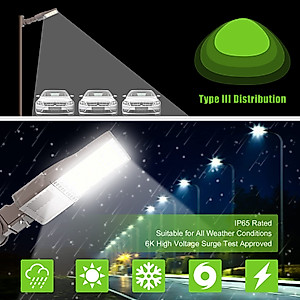 150W LED Parking Lot Light with Photocell UL DLC Listed 22500LM Commercial LED Shoebox Pole Lights Arm Mount Flood Lights Dusk to Dawn IP65 Outdoor Area Sport Court Street Road Lighting AC 100-277V