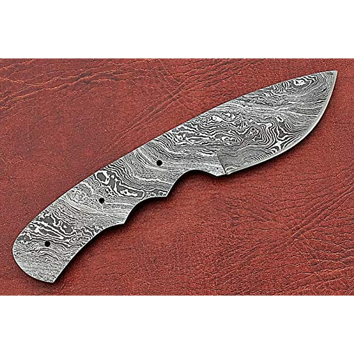 6.75 inches Long Spear Point Blank Blade Skinning Knife, Hand Forged Damascus Steel 3.5" Scale Space with 3 Pin Hole Space, 3 inches Cutting Edge