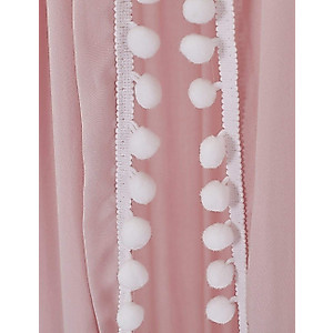 Bed Canopy for Girls Bed with Pom Pom, Cotton Dome Mosquito Net for Baby, Kids Indoor Outdoor Playing Reading, Bedroom Decoration (Peach Pink)