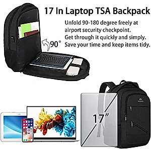 Matein Business Travel Backpack, Extra Large TSA Friendly Work Backpack with USB Charging Port and Laptop Compartment,Water Resistant College School Backpack for Men Women Fits 17 Inch Laptop Notebook